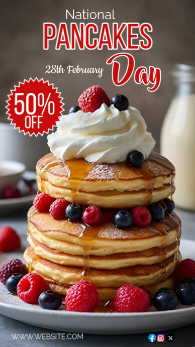 Plantilla de Brown Typographic National Pancake Day Instagram Story ...