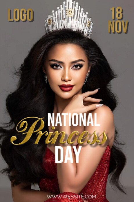Brown Typographic National Princess Day Poster Template | PosterMyWall