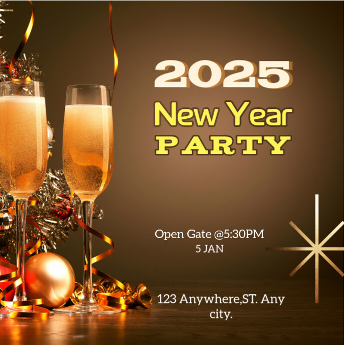 Copy of Brown Typographic New Year Party With Elegant Dim Gold ...