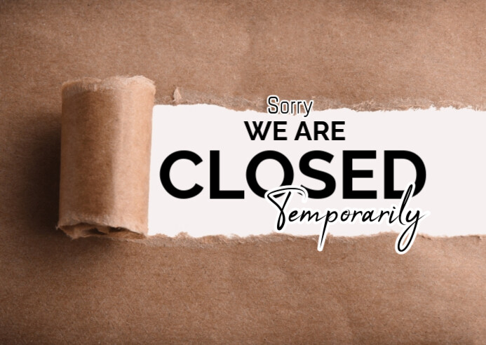 Brown Typographic Sorry We Are Closed Announcements Templates Postcard ...