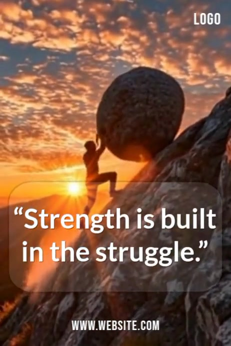 Brown Typographic Strength In The Struggle Motivation Video Poster ...