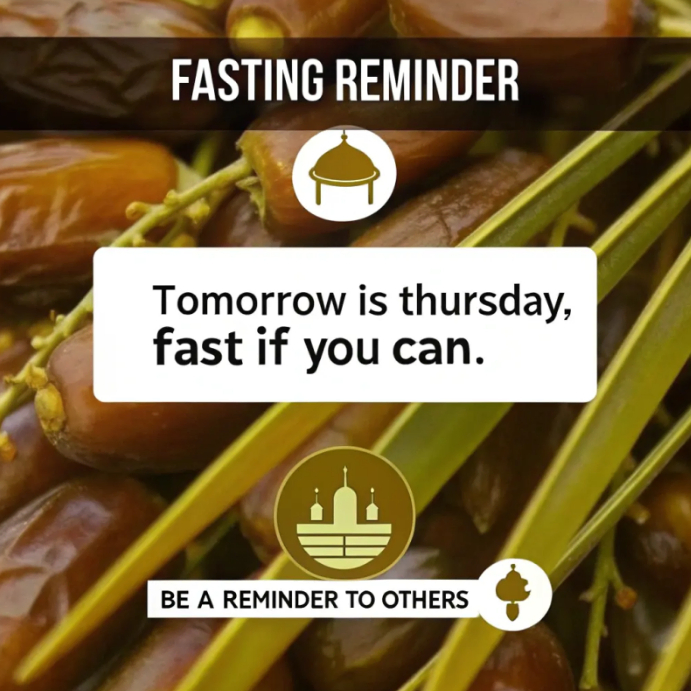 Brown Typographic Thursday Sunnah Fasting Reminder Instagram Post ...