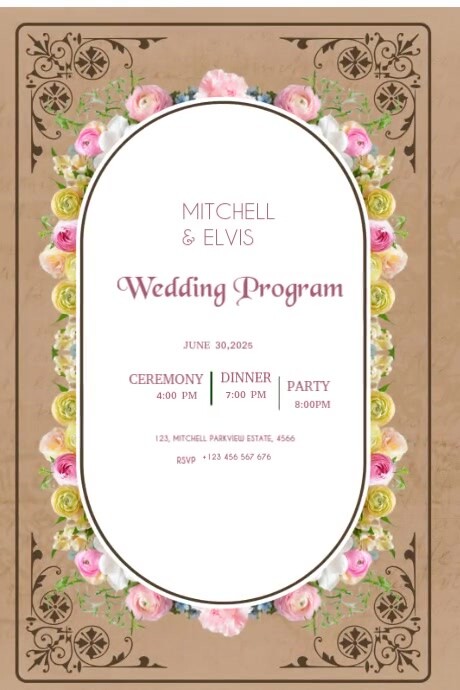Brown Typographic Wedding Invitation Cards Poster Template | PosterMyWall