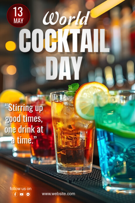 Brown Typographic World Cocktail Day Poster Template | PosterMyWall