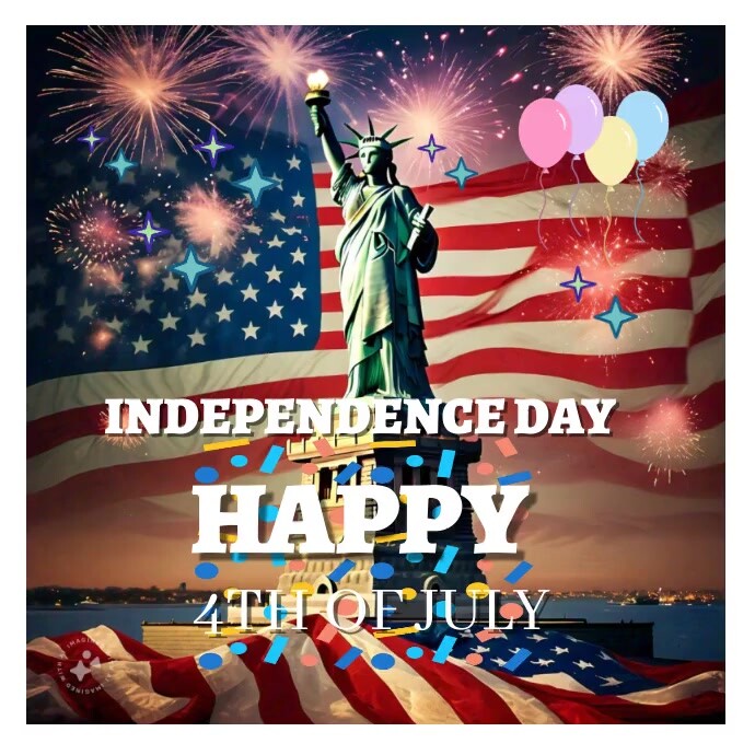 Brown Typography American Independence Celebr Template | PosterMyWall