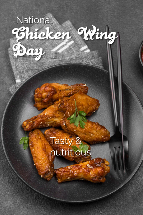 Brown Typography Chicken Wing Day Poster เทมเพลต | PosterMyWall