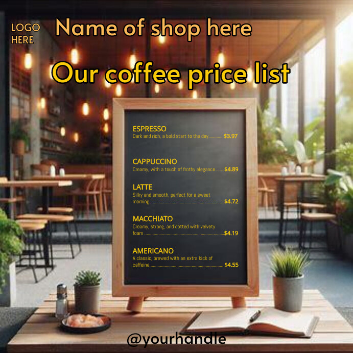 Brown Typography Coffee Menu Instagram Post Template | PosterMyWall