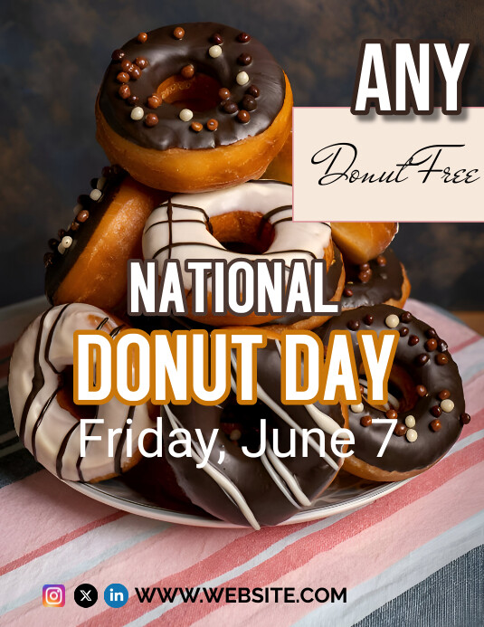 Brown Typography National Donut Day Flyer (us Template | PosterMyWall