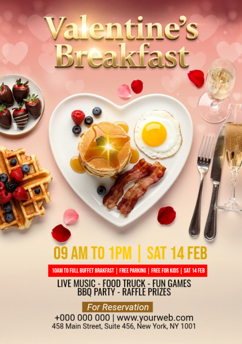 Brown Valentine's Breakfast Event A4 Template | PosterMyWall