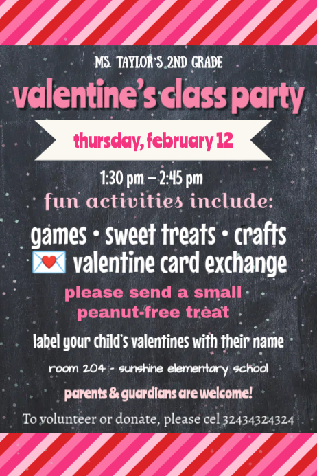 Brown Valentine's Class Party Poster Template | PosterMyWall