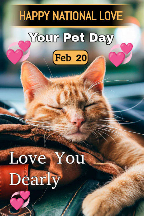Brown Vintage 20th February National Love Your Pet Day Poster Template ...