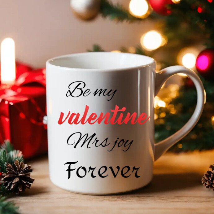 Copy of Brown Vintage Be My Valentine Mrs Joy Forever On A Mockup Cup ...
