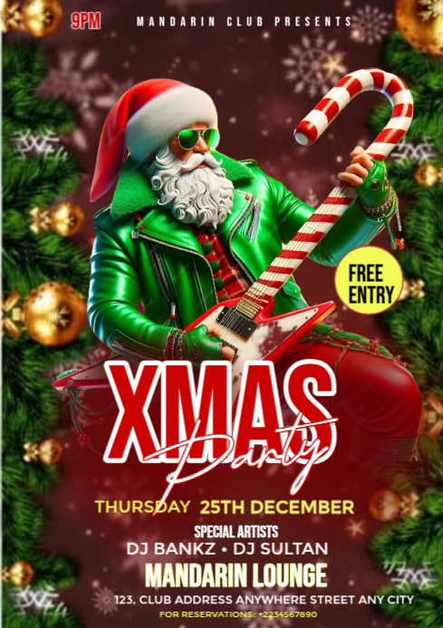Brown Vintage Christmas Party Design Template A3 | PosterMyWall