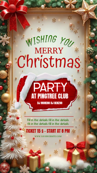 Brown Vintage Christmas Party Flyer Digital Display (9:16) Template ...