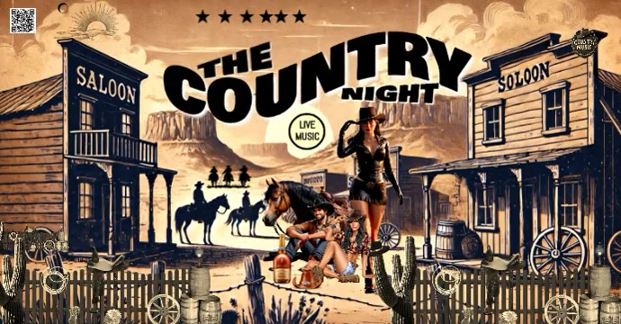 Brown Vintage Country Night Party Template Design Facebook Event Cover ...