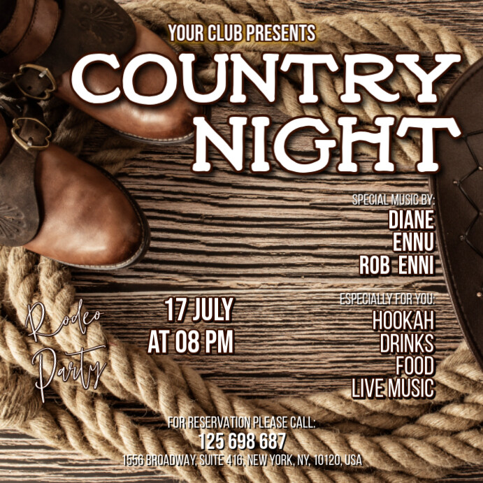 Copy of Brown Vintage Country Night Square (1:1) | PosterMyWall