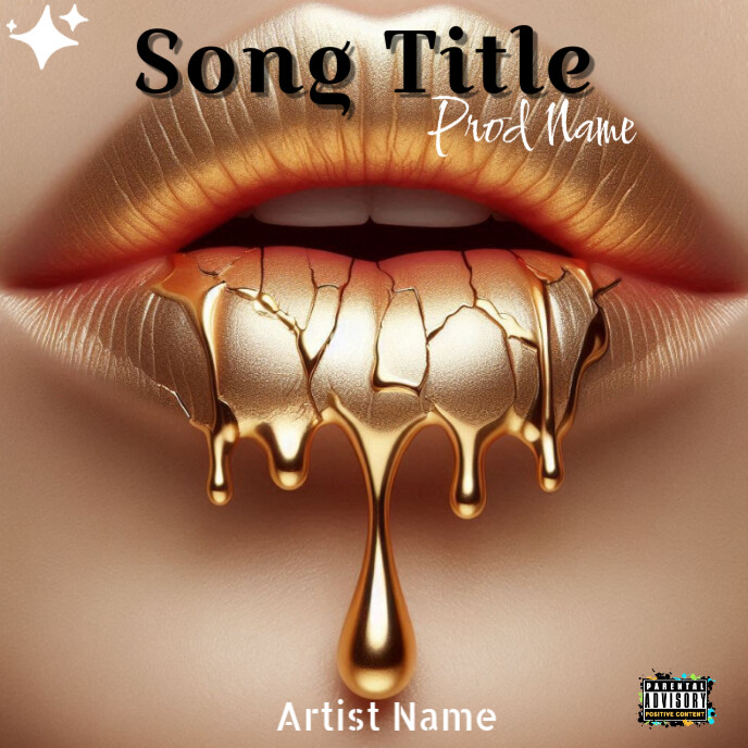 Copy of Brown Vintage Golden Dripping Lips Song Mixtape Album Cover ...