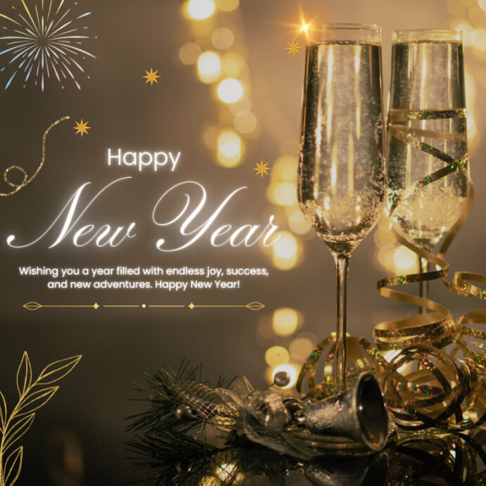 Brown Vintage Happy New Year Instagram Post Template | PosterMyWall