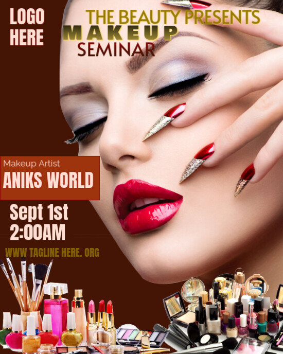 Brown Vintage Makeup Flyer Template Design Instagram Portrait ...