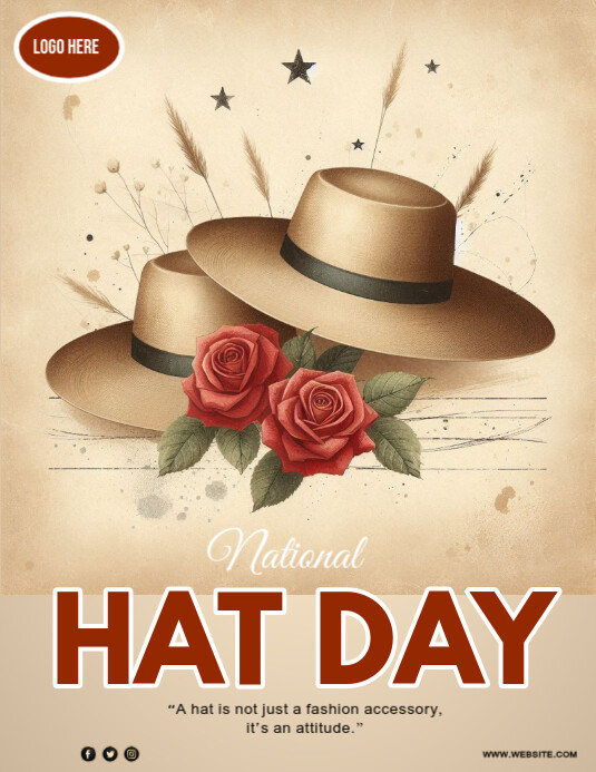 Copy of Brown Vintage National Hat Day Flyer (us Letter) | PosterMyWall