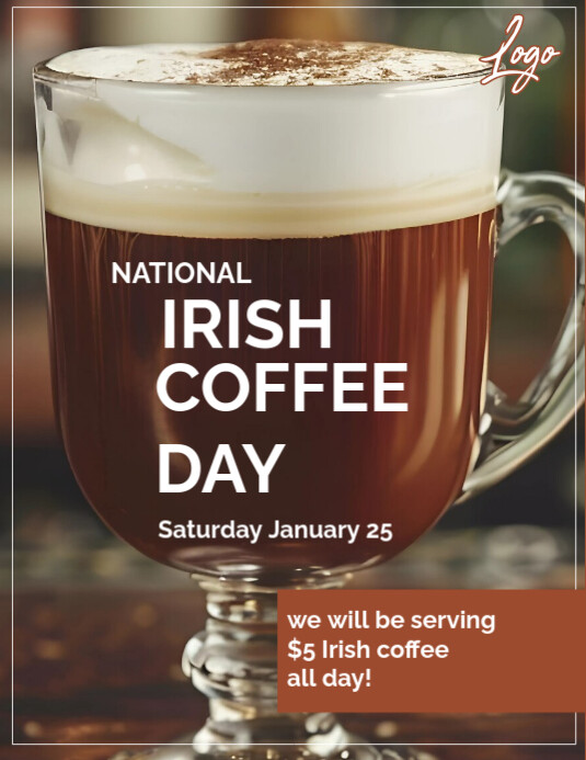 Copy of Brown Vintage National Irish Coffee Day, Irish Coffee Day Flyer ...