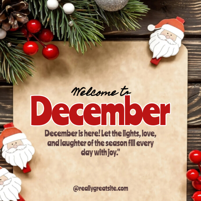 Copy of Brown Vintage Red Modern Welcome to December Instagram Post ...
