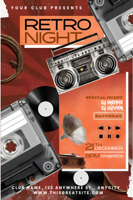 Copy of Brown Vintage Retro Night Party Poster | PosterMyWall