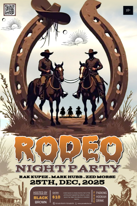 Brown Vintage Rodeo Party Trmplate Design Banner 4' × 6' Template ...