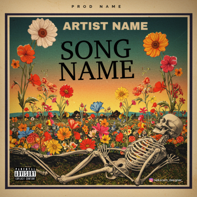Brown Vintage Skeleton Life Album Cover Template | PosterMyWall