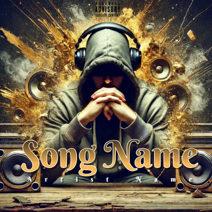 Brown Vintage Speaker Headphone Cd Mixtape Album Cover Template ...