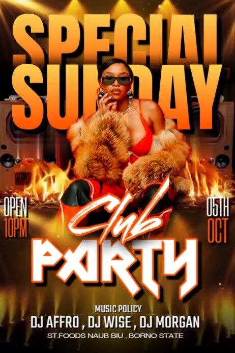 Brown Vintage Special Sunday Club Party Poster Template | PosterMyWall