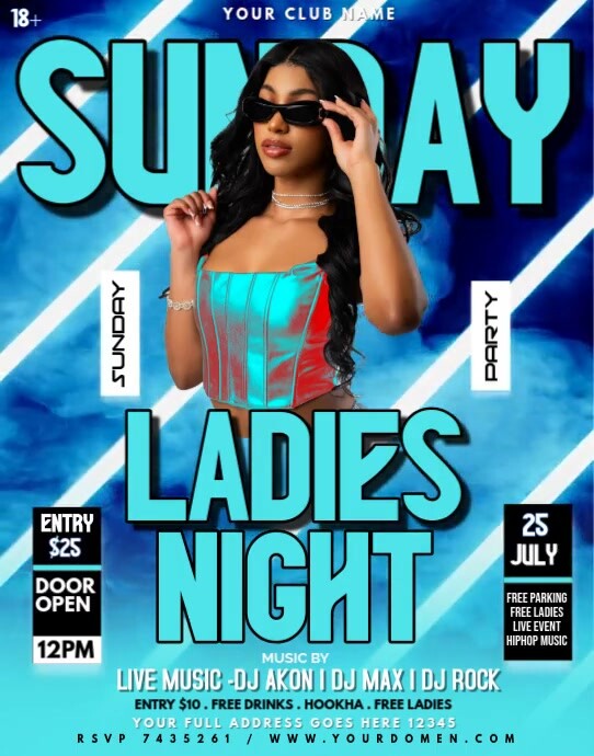 Brown Vintage Sunday Ladies Night Party Video Poster/wallboard Template ...