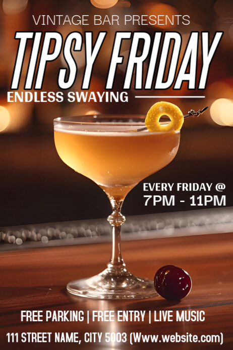 Brown Vintage Tipsy Friday Party Ad Poster Template | PosterMyWall