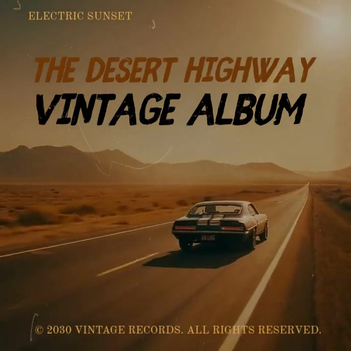 Brown Vintage Vintage Desert Road Album Cover Template For Musicians ...