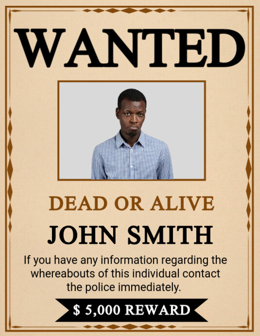 Copy of Brown Vintage Wanted Person Flyer (us Letter | PosterMyWall