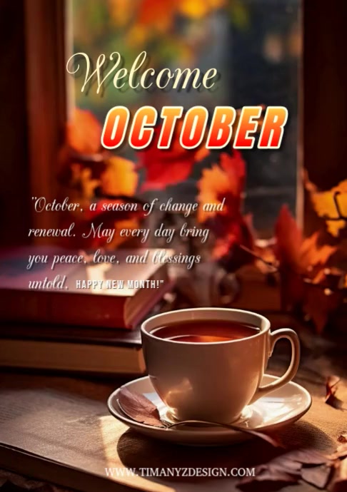 Plantilla de Brown Vintage Welcome October A4 | PosterMyWall