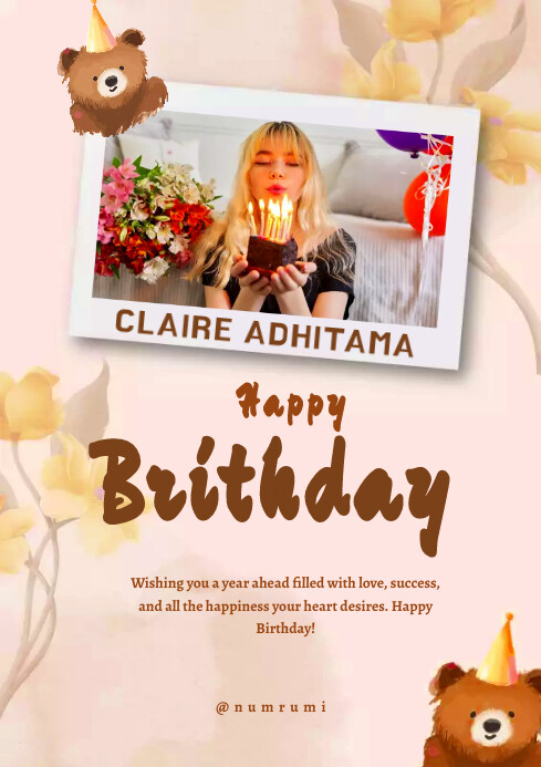 Brown Watercolor Happy Birthday Poster Template | PosterMyWall