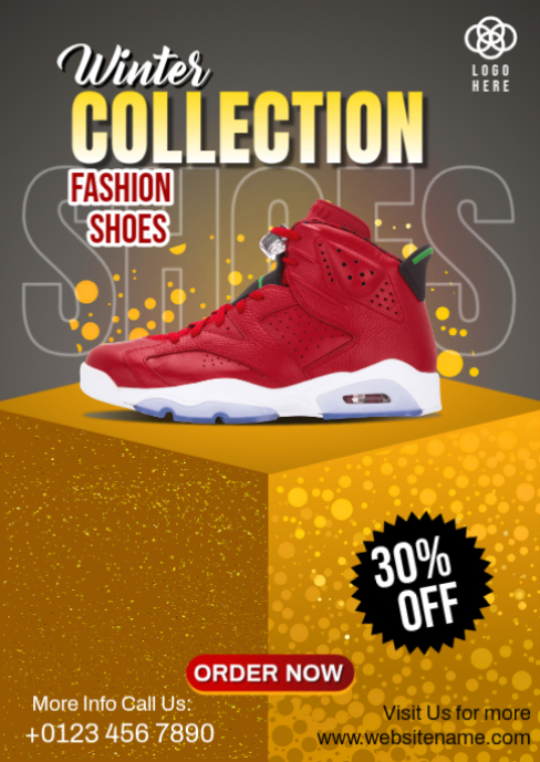 Brown Winter Collection Shoes Banner A6 Template | PosterMyWall