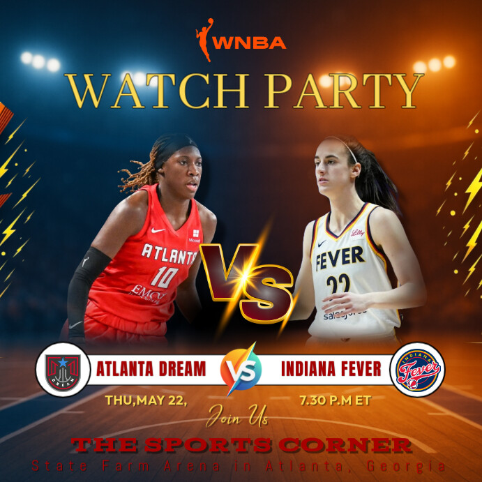 Plantilla de Brown Wnba 2025 Atlanta Dream Vs Indiana Fever Match Instagram Post | PosterMyWall
