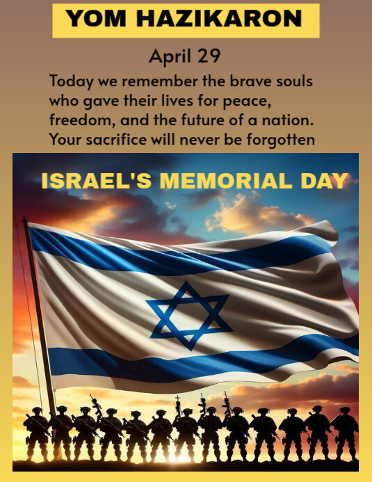 Brown Yom Hazikaron. Israel Memorial Day Flyer (us Letter) Template ...