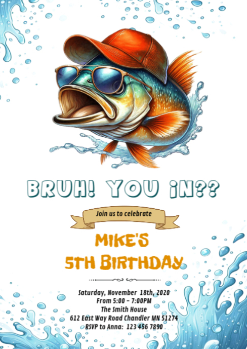 Modèle Bruh Bass Fishing Birthday Invitation | PosterMyWall