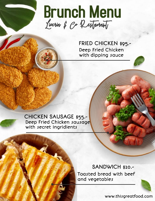 Brunch Menu with special menu Template | PosterMyWall