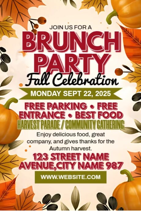 Brunch Party Fall Celebration Template | PosterMyWall