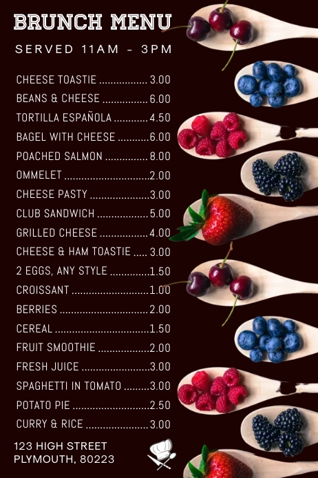 Brunch Restaurant Menu Template | PosterMyWall