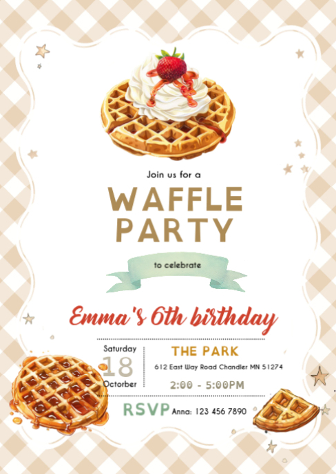Brunch Waffles Birthday Invitation Template | PosterMyWall