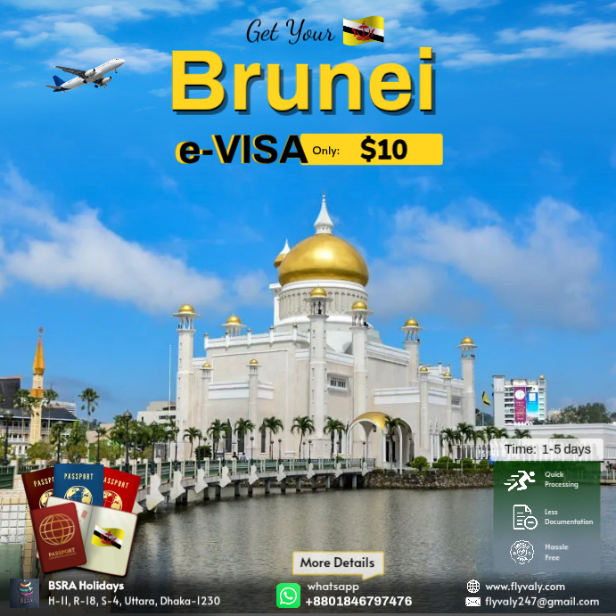 Brunei visa processing ads design template | PosterMyWall