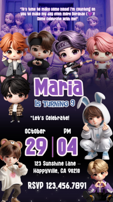 BTS BIRTHDAY INVITATION Template | PosterMyWall