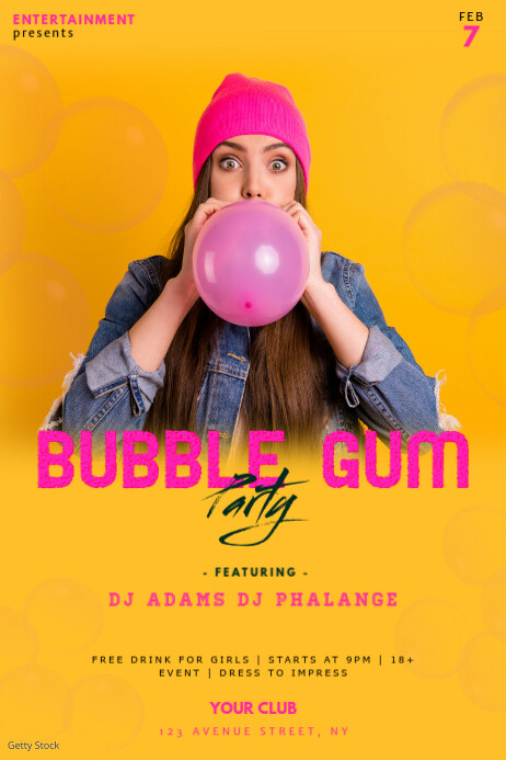 Bubble Gum Party Flyer Template | PosterMyWall
