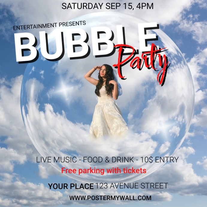 Copy of bubble party event template | PosterMyWall
