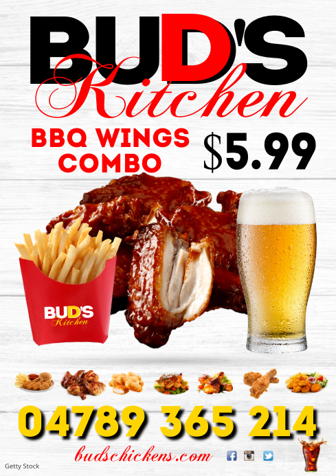 Bud's Chicken buffet - Take out Poster Template | PosterMyWall